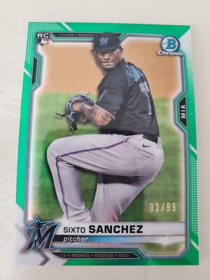 Sixto Sanchez 2021 Bowman Chrome #78 Green Refractor /99 SP Rookie RC ...