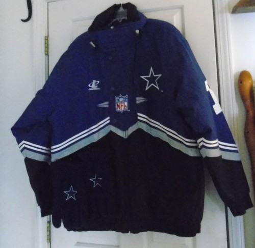 VItg DALLAS COWBOYS Puffer Jacket NFL Pro Line Logo Athletic Hoodie LG ...