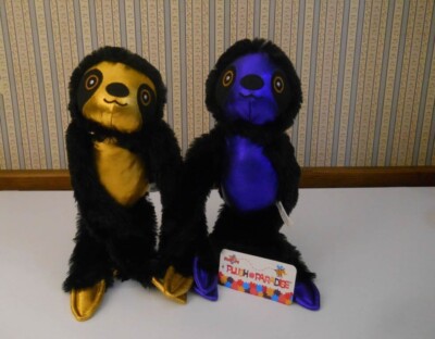 Toy Factory plush Paradise 2 Sloths black & Gold & Black & Blue hanging ...