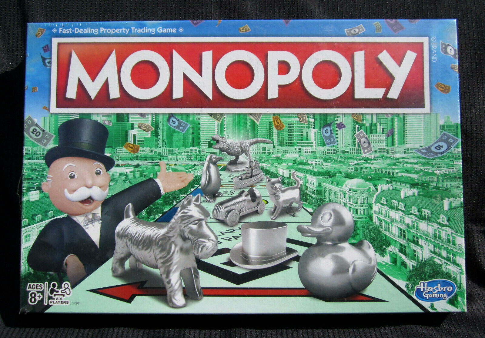 New Sealed MONOPOLY GAME C1009 w 8 TOKENS: T-Rex, Penguin, Duck, Dog ...