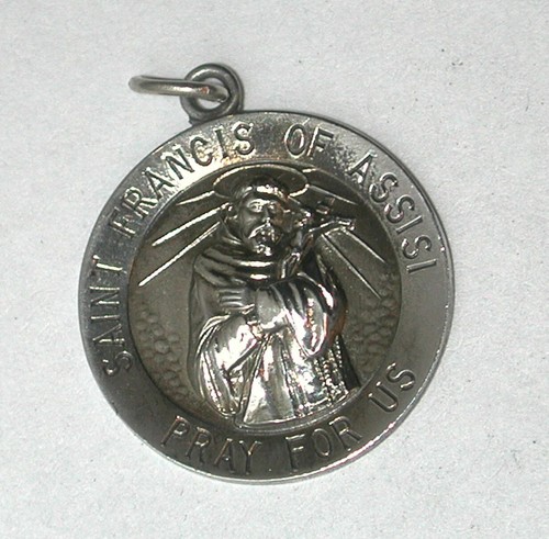 St Francis Assisi Pray for Us Sterling silver Medal Catholic Pendant Charm VTG | eBay