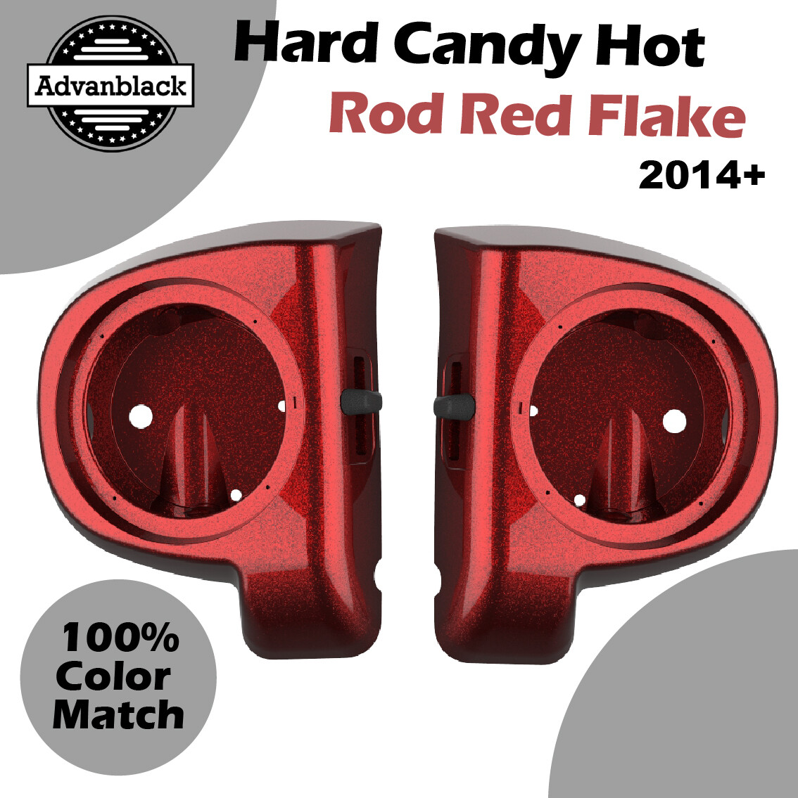 6.5" Hard Candy Hot Rod Red Flake Speaker Pods Lower Vented Fairings ...
