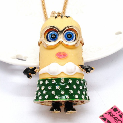 Hot Fashion Women Green Crystal Resin Bikini Skirt Minion Pendant Chain ...
