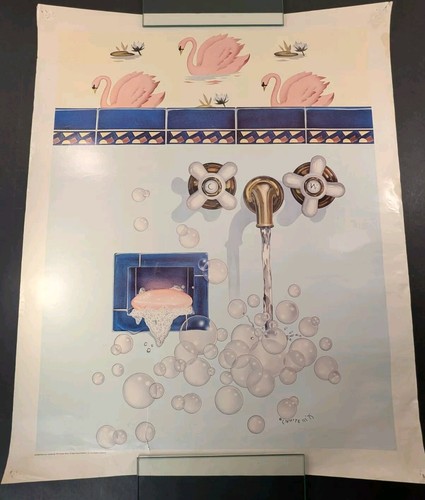 Charles White III Bathroom Bubbles 1977 Vintage Art Poster Paper Moon ...