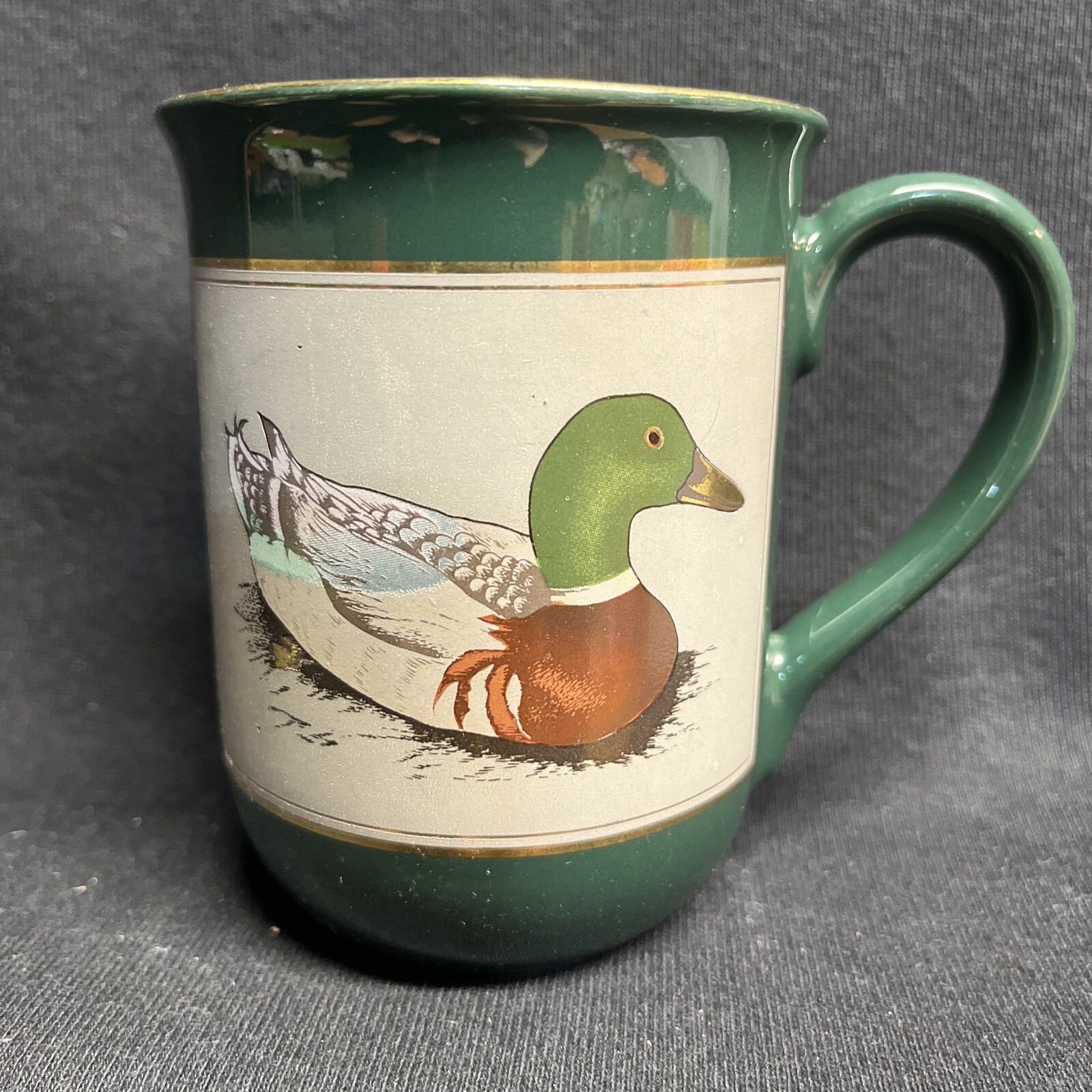 Otagiri Duck Coffee Cup Mallard Mug Green Gold Trim Made in Japan | eBay