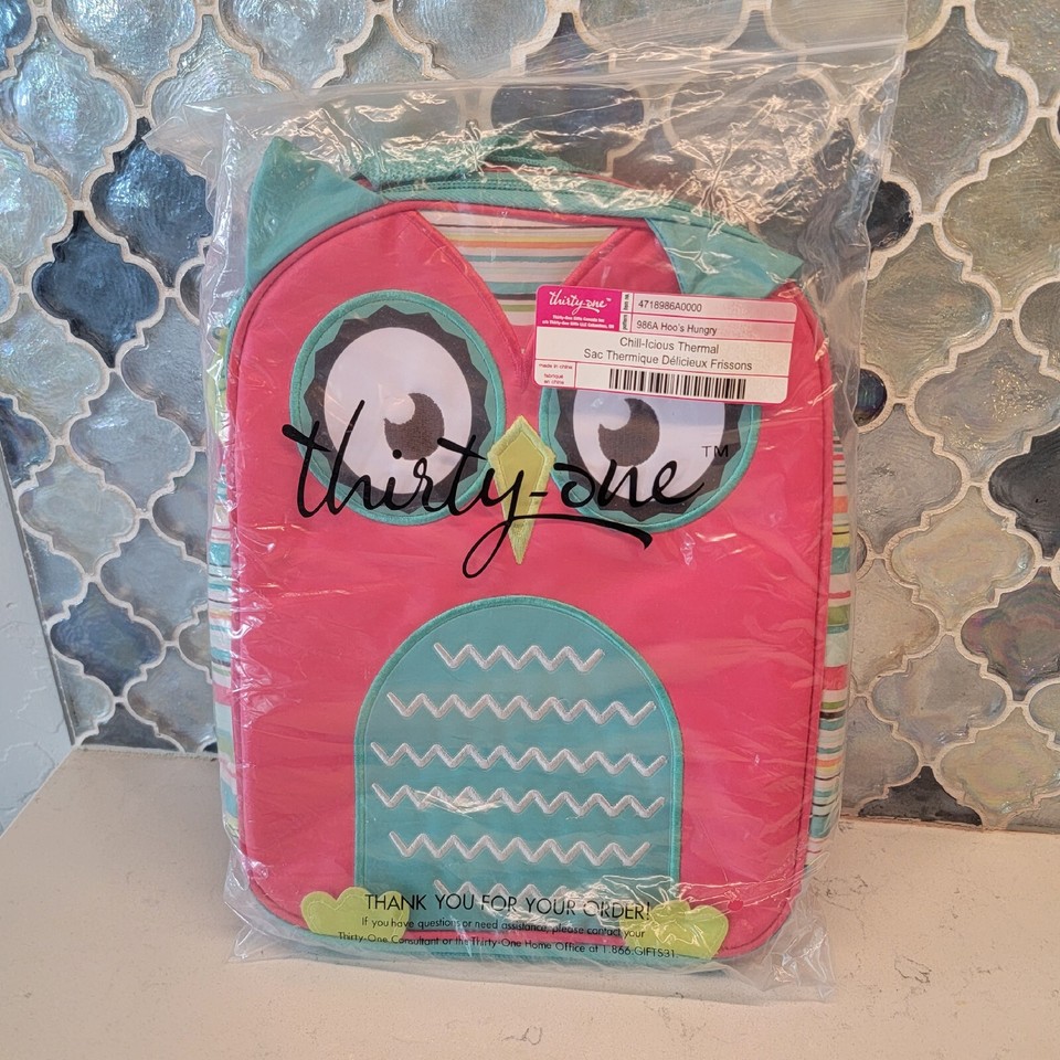 Hoo's Hungry Chill-icious Thermal Lunch Box Tote Pink Owl Insulated 10. ...