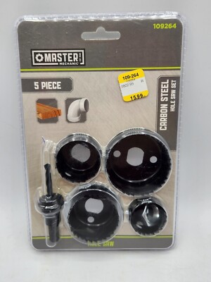 Master Mechanic 5 piece Hole Saw Kit DIY Projects True Value Black ...