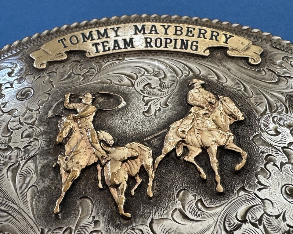 VTG Sterling Silver & Gold 1979 Tommy Mayberry Team Roping Trophy Belt ...