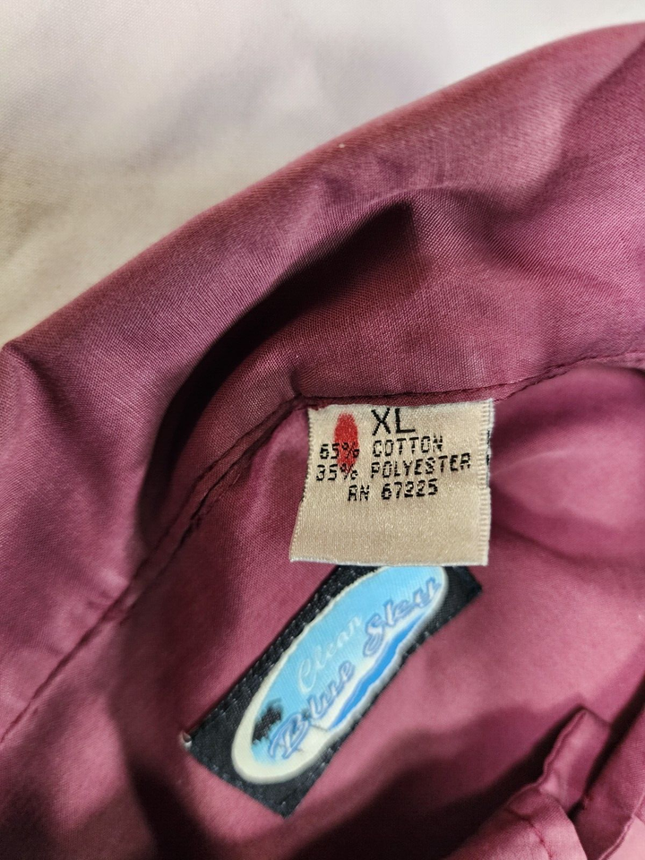 Vintage Clear Blue Sky Short Sleeves Burgundy Cuban Shirt Sz XL | eBay