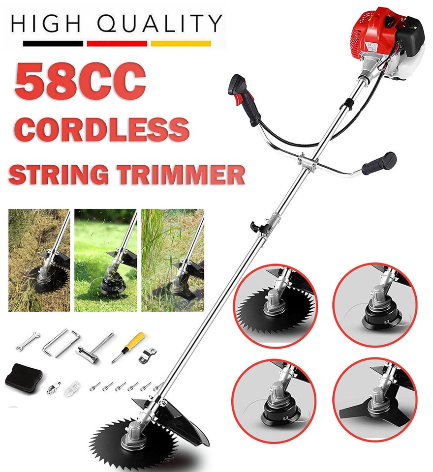 58CC/42.7CC 2-Stroke Gas Straight Shaft String Trimmer Brush Cutter ...
