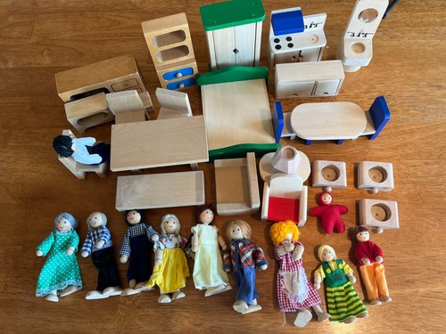 CREATIVE PLAYTHINGS & OTHER DOLLHOUSE FURNITURE VINTAGE WOOD FAMILY ...