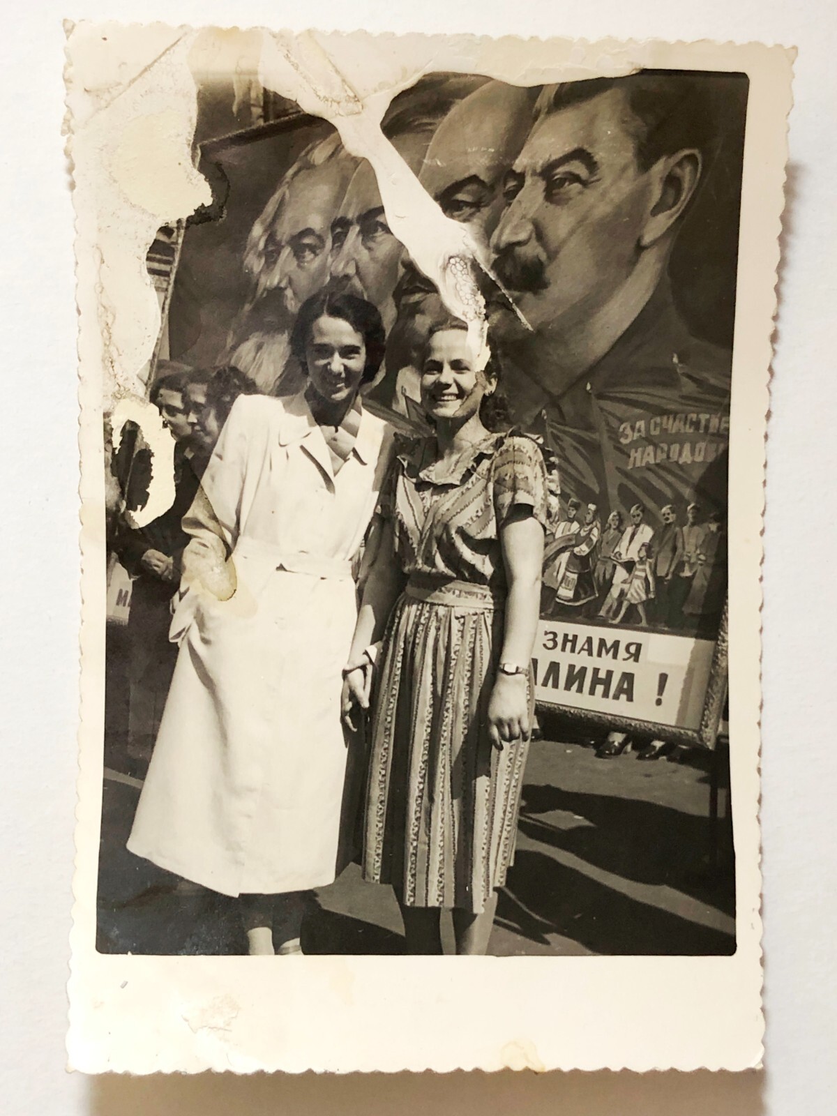 1955 ORIGINAL Snapshot Young Women Poster Stalin Lenin Marx Propaganda ...