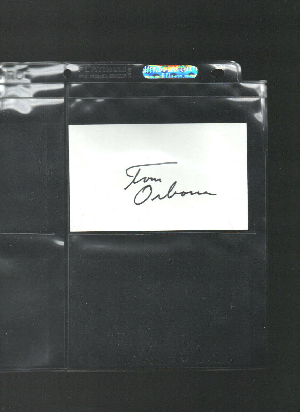 TOM OSBORNE AUTOGRAPHED/AUTO/HAND-SIGNED INDEX CARD 3X5 D | eBay