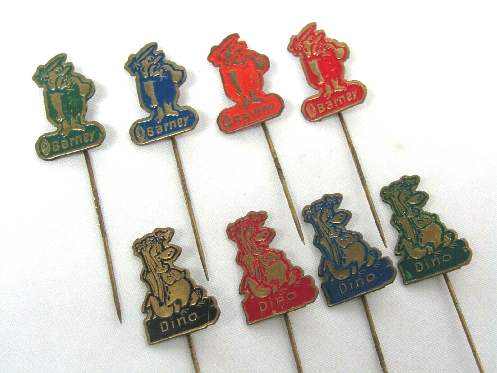 Lot of 8 - Vintage 1965 Flintstones Stick Pins Dino Barney Melior ...