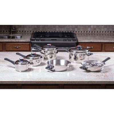 NEW 9-Element T304 17-Piece Surgical Waterless Stainless Steel Cookware ...