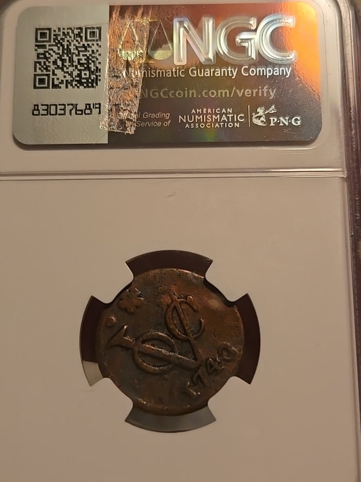 1743 New York Penny - NGC Coin SLABBED - VOC N.E. Indies Duit - Holland ...