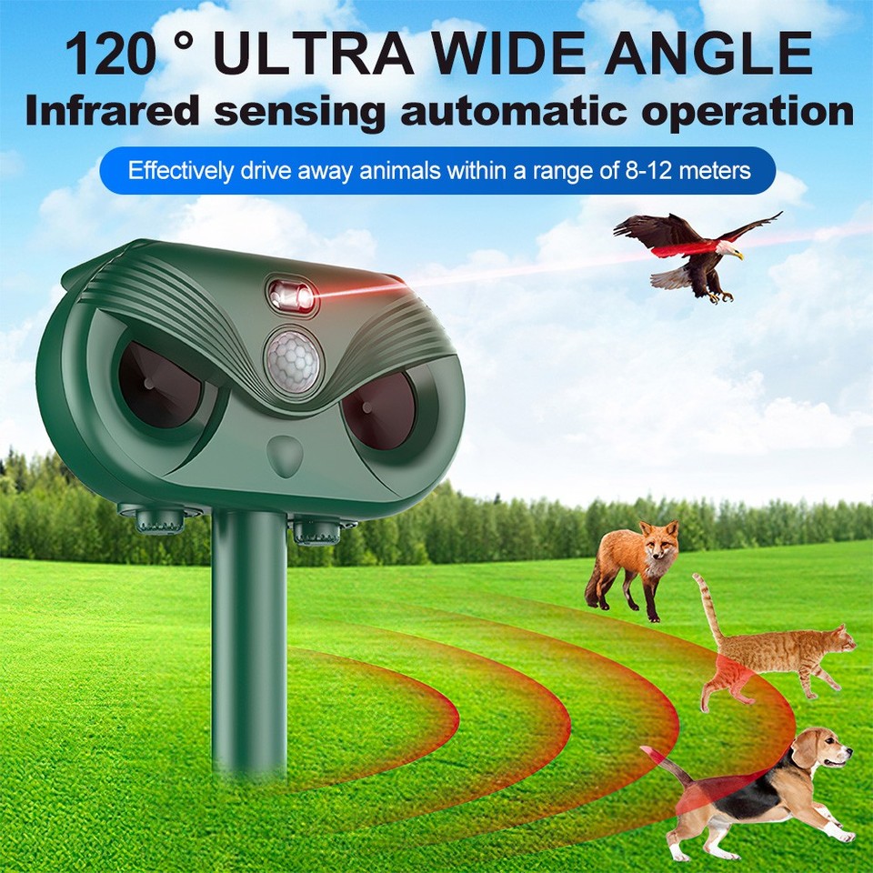 Solar Ultrasonic Animal & Pets Repeller Motion Sensor Bird Rat Possum ...
