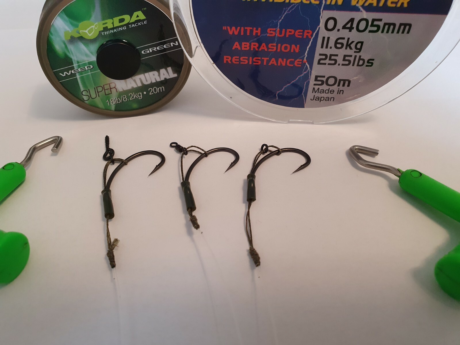 3 Korda Slip D Rigs / Korda Supernatural & IQ2 Fluorocarbon / Pre Tied ...