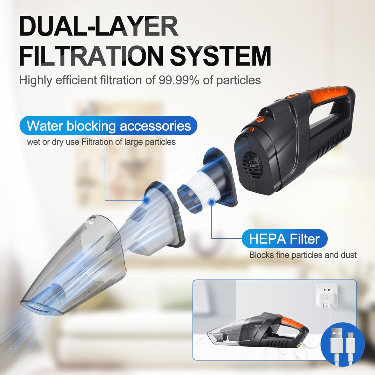 Handheld Vacuum Cordless,Powerful Suction 30Mins Long Runtime, Dust ...