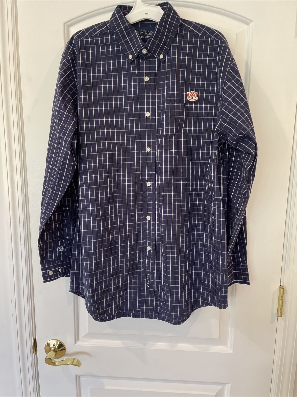 Crable Since 1959 Mens Button Down M Plaid Blue Long Sleeve Shirt Logo ...