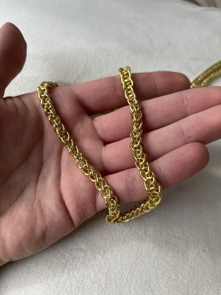 Genuine Solid 24K Yellow Gold Foxtail Wheat Chain Necklace - 6mm Gift ...