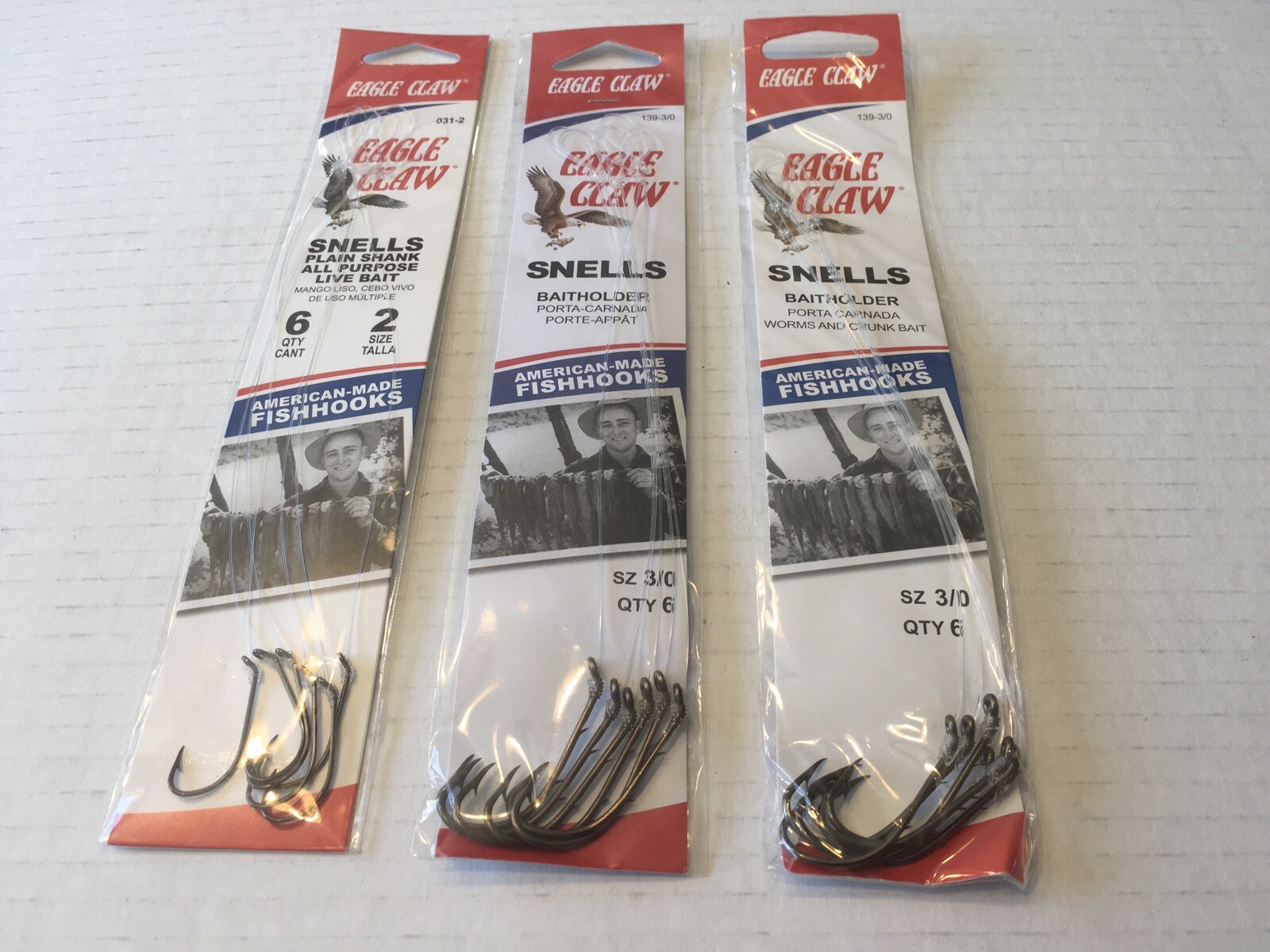 Eagle Claw Snell Hooks 2 Pack Size 3 - 1 Pack Of Size 2. | eBay