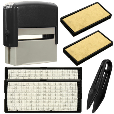 Custom Personalised Self Inking Rubber Stamp Kit Business Name Address ...