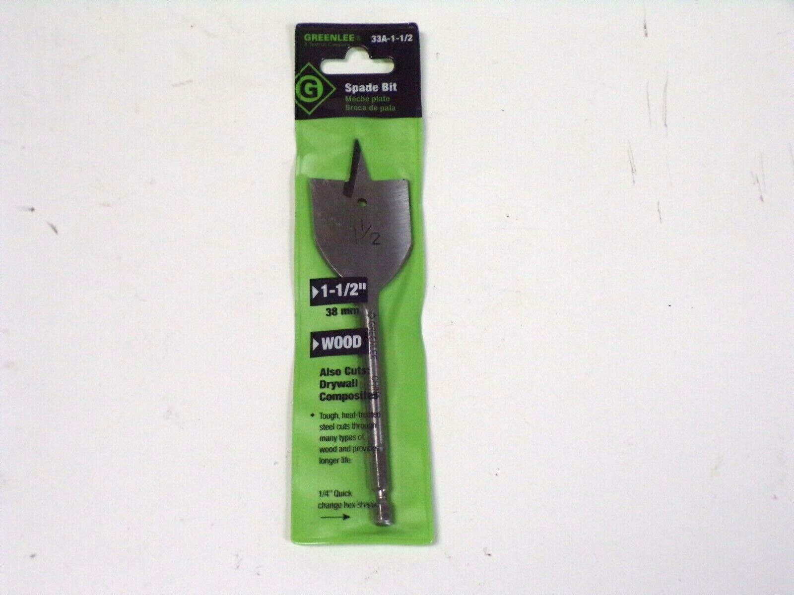 NEW Greenlee 1-1/2" Wood Spade Bit -33A-1-1/2- 1/4" Shank- Free ...