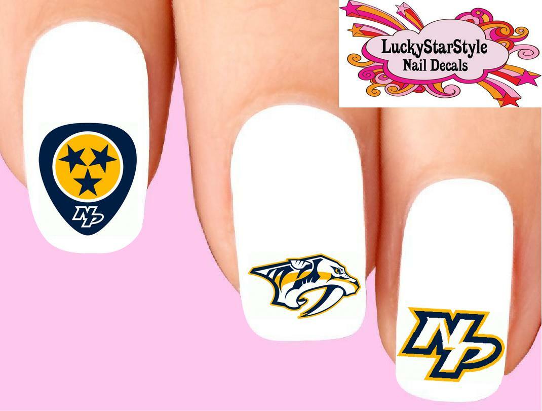 Waterslide Nail Decals Set of 20 - NHL Hockey Nashville Predators ...