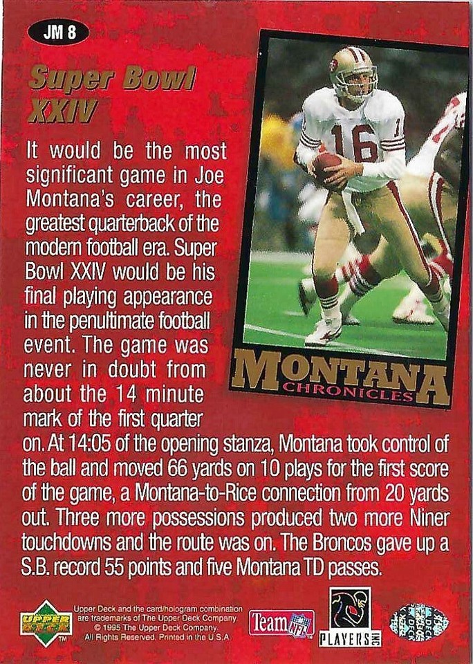 1995 Upper Deck Collector's Choice Montana Chronicles - Super Bowl XXIV | eBay