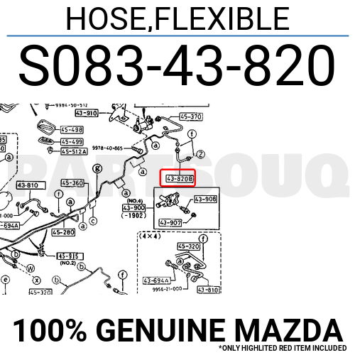 S08343820 Genuine Mazda HOSE,FLEXIBLE S083-43-820 | eBay
