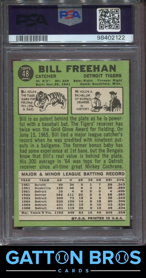 1967 Topps Bill Freehan #48 PSA 8 NM-MT | eBay