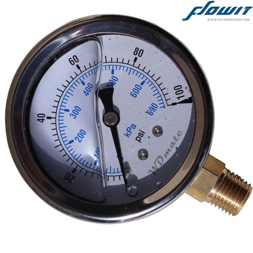 Liquid Oil filled Pressure Gauge 63mm 2.5”100PSI 690kPa 1/4"BSPT Fuel ...