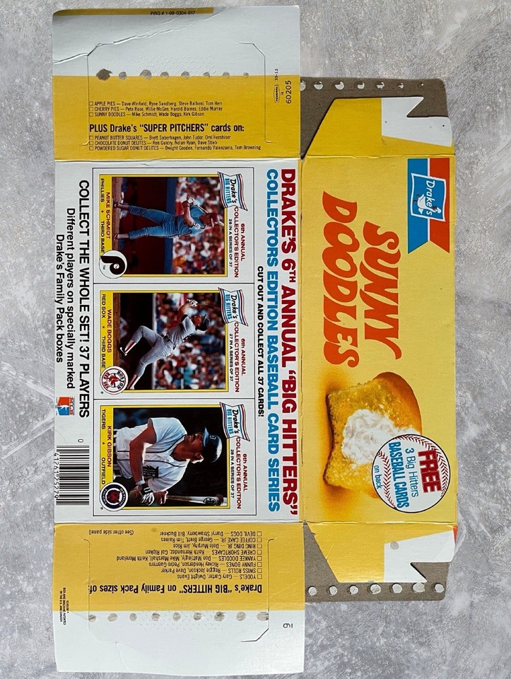 1986 Drake’s Big Hitters Uncut Box Panels Lot Rose Brett Schmidt ...