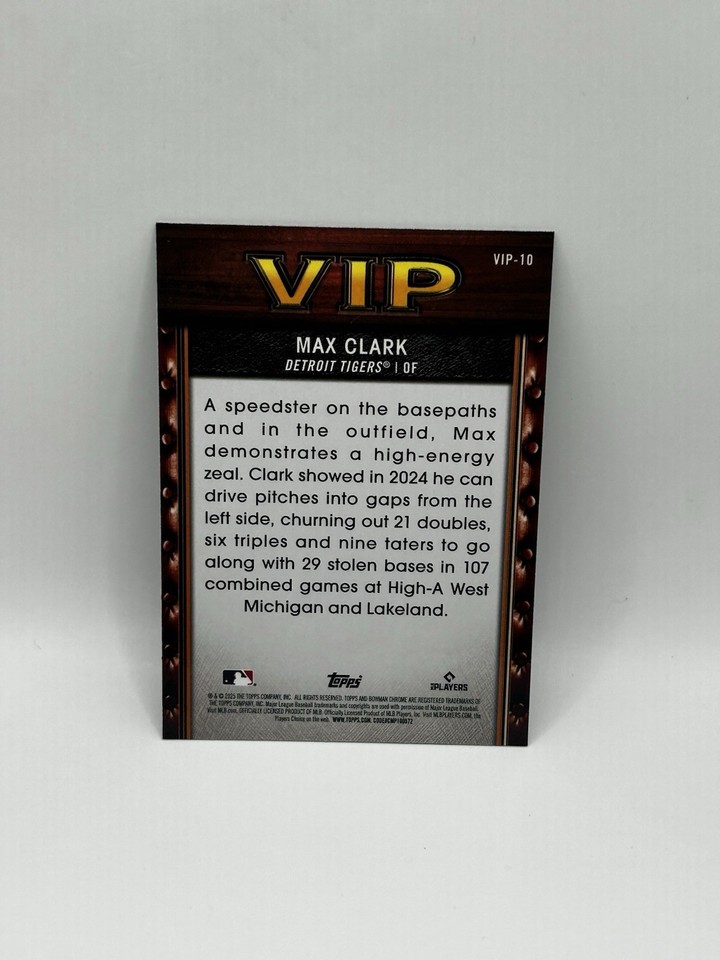 2025 Bowman VIP Very Important Prospects #VIP-10 Max Clark Detroit ...