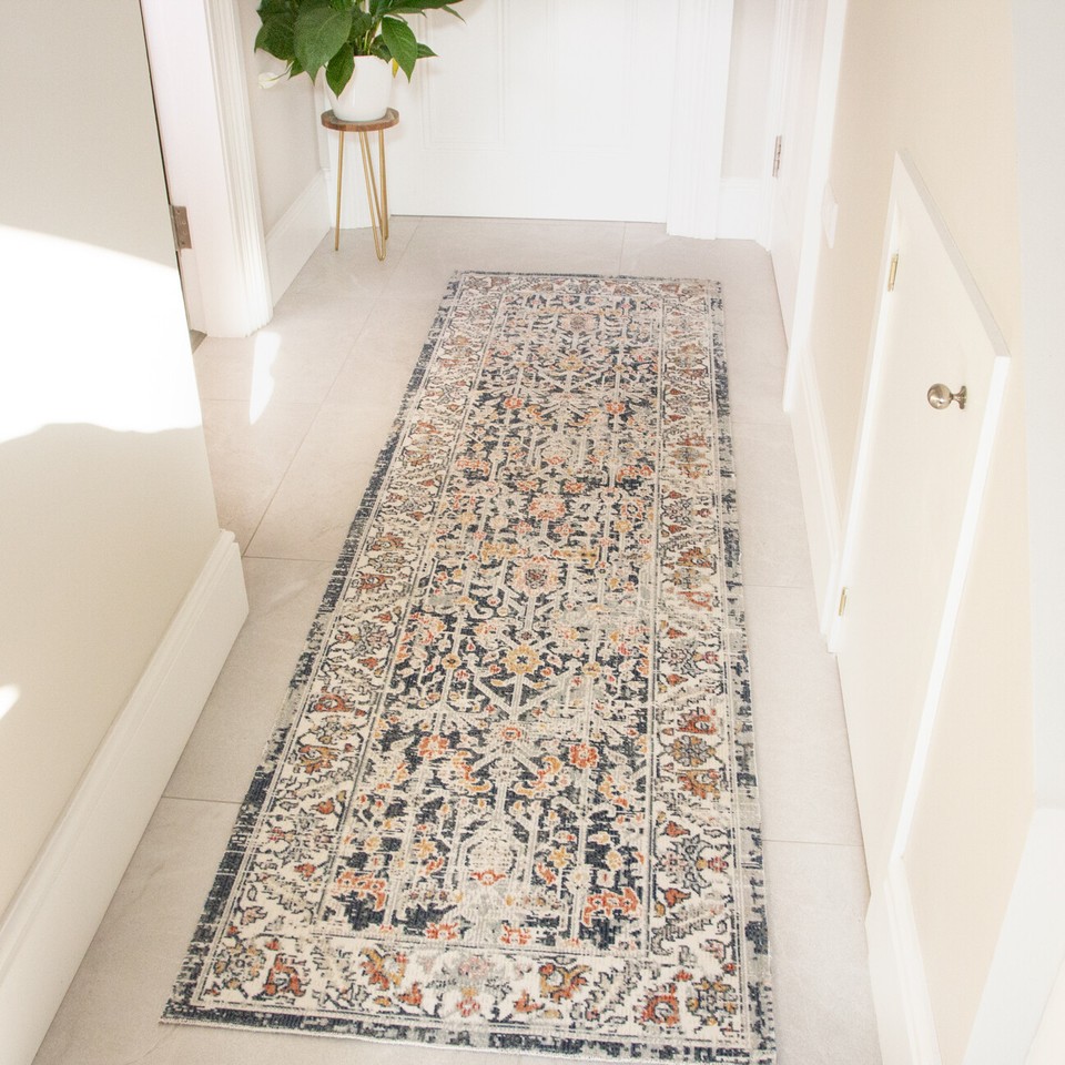 Distressed Hallway Runners Transitional Flat Runner Traditional Living ...