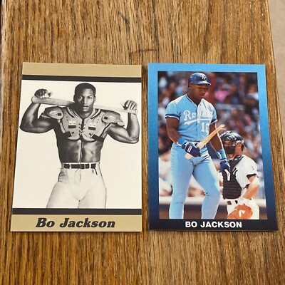 (2) 1990 Bo Jackson BO KNOWS BASEBALL FOOTBALL Promo Card Famous Poses ...