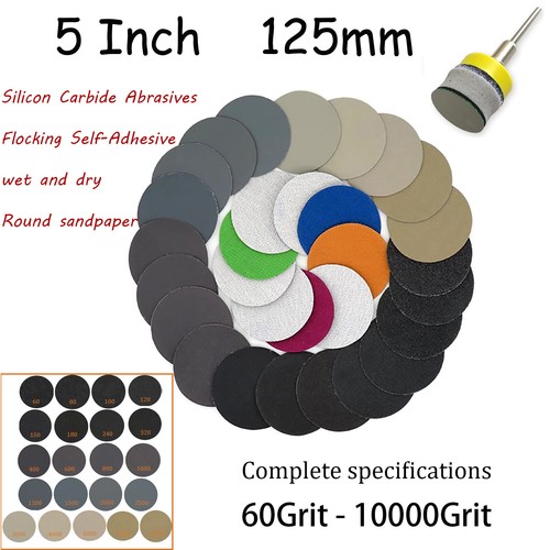 Wet & Dry Sanding Discs 5 Inch 125mm Hook & Loop Sandpaper Pad 60-10000 ...