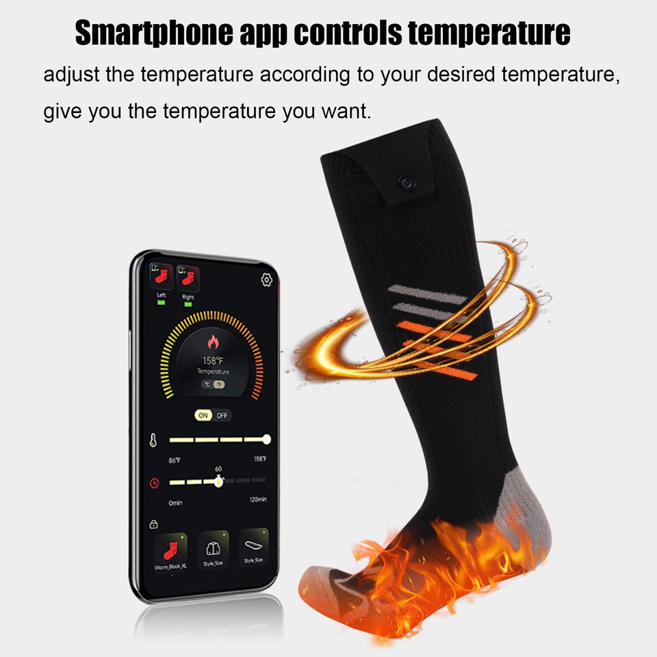 Electric Heated Socks Rechargeable 5000mAh Battery Foot Winter Warm ...