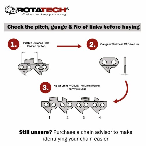 2 14" Rotatech Chainsaw Saw Chains Fits McCulloch CS340 CS340T CS360 ...