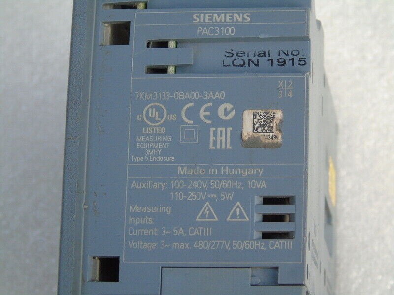 SIEMENS SENTRON PAC3100 DIGITAL MULTIFUNCTION POWER MONITOR METER PULSE ...