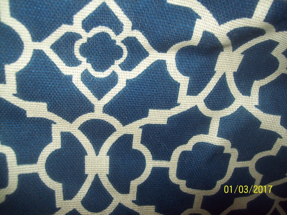 WAVERLY Blue & White 52 x 63" Cotton Lined Rod Pocket Geodesic Panel ...