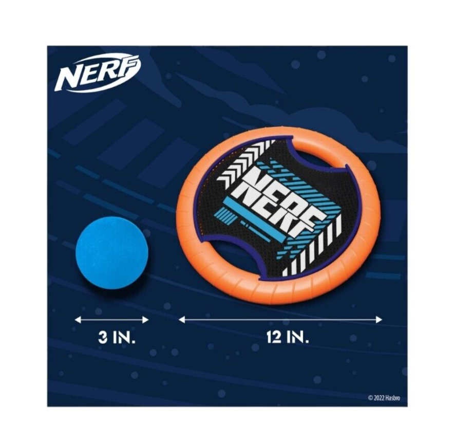 NERF Trampoline Paddle Ball & Flying Disc Set Inside-Outside Orange ...
