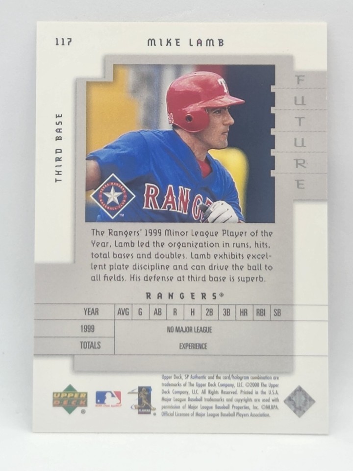 2000 Upper Deck SP Authentic Baseball #117 Rookie /2500 Rangers RC ...
