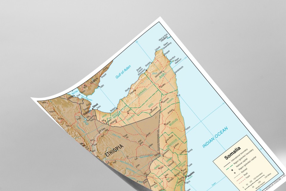 Somalia Physical Geography Geographic Physiographic Map Country Nation ...