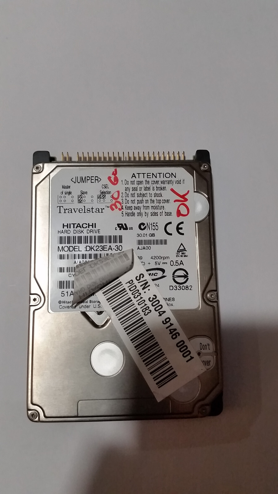 Disque dur IDE/ATA Hitachi DK23EA-30 30 Go 2,5" portable 4200 RPM testé ...