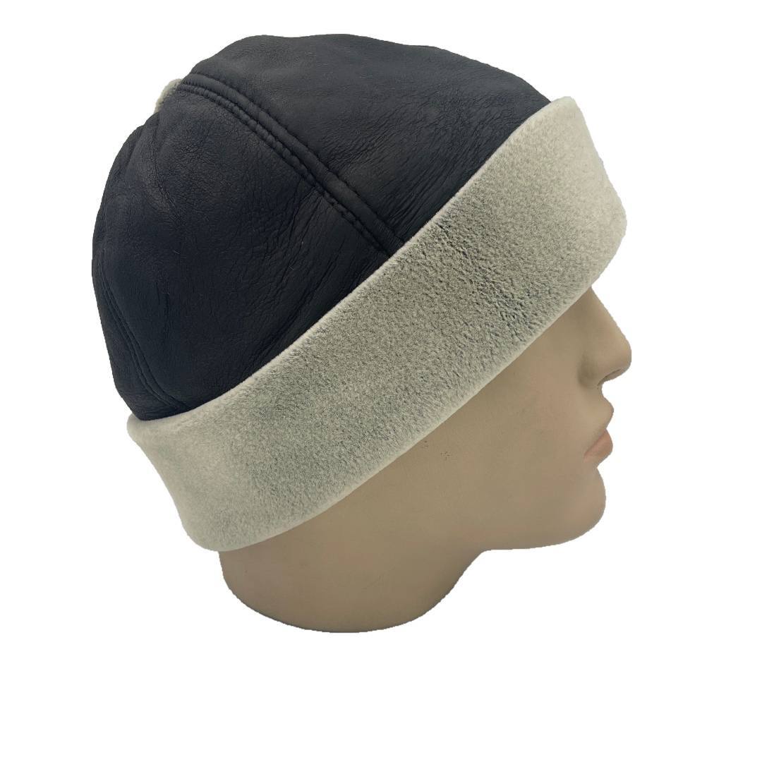 Docker Cap Fisherman Hat Plain Genuine Sheepskin Leather Beanie Men ...