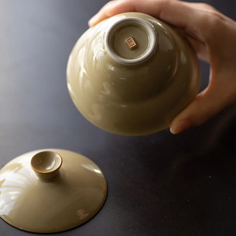 Yellow Gourd Gaiwan Single Tea Brewing Bowl Creative Retro Tea Cup Tea ...