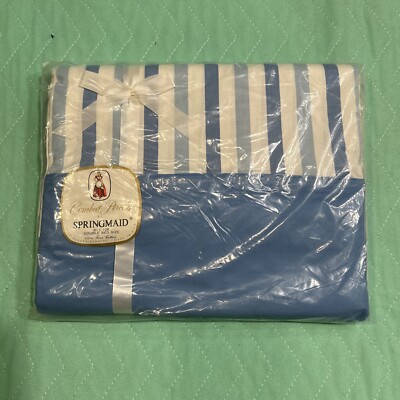 NEW Vintage SPRINGMAID Blue White Stripe Double Bed Size Flat Sheet ...