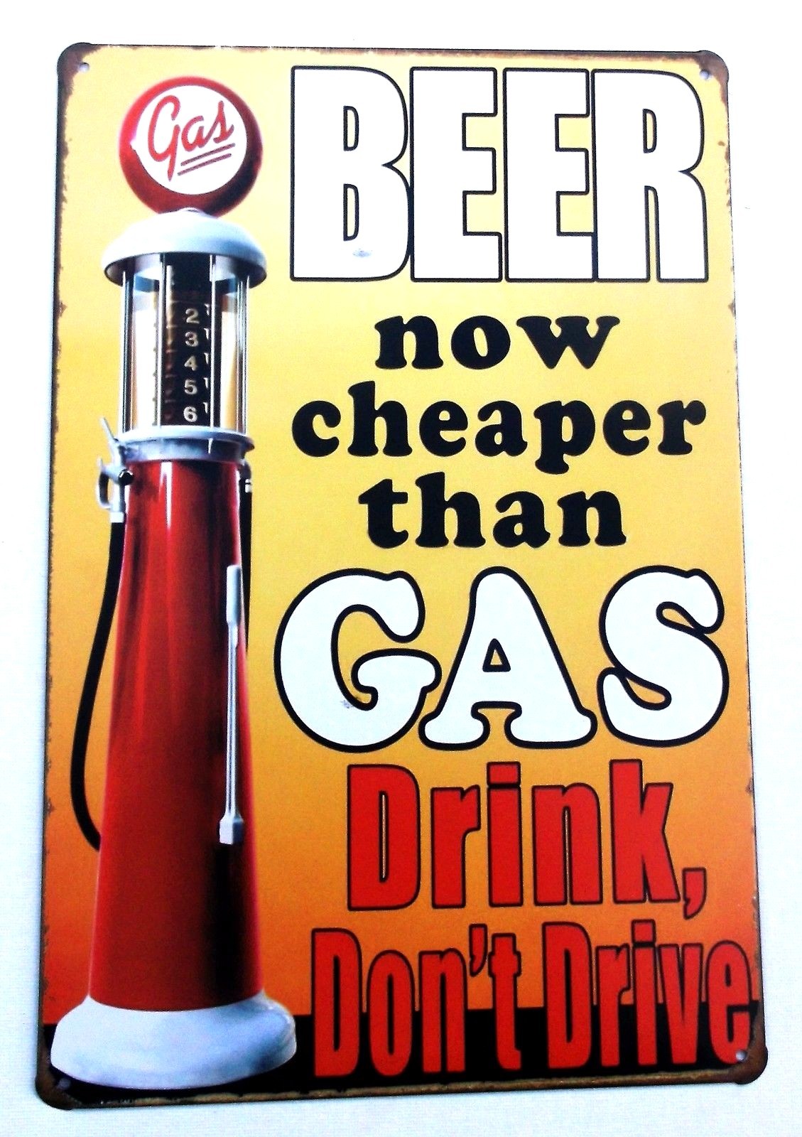 BEER CHEAPER THAN GAS RETRO METAL TIN SIGNS vintage cafe pub bar garage ...